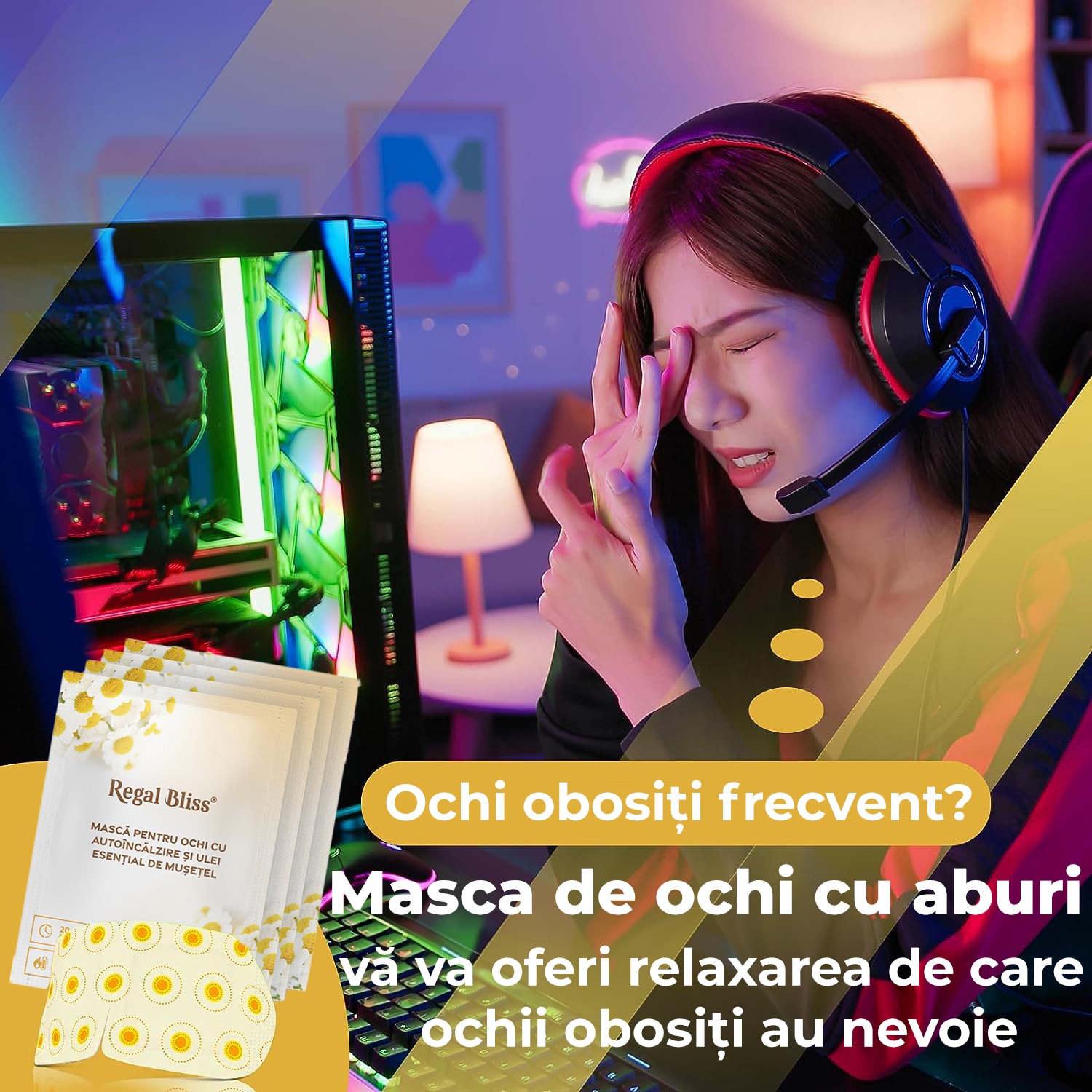 Masti pentru ochi cu autoincalzire si ulei esential de Musetel, remediu ...