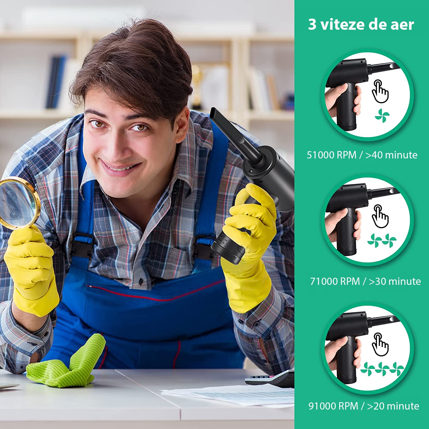 Suflanta Aer & Aspirator fara Fir, LittleDomi, pentru Tastatura ...