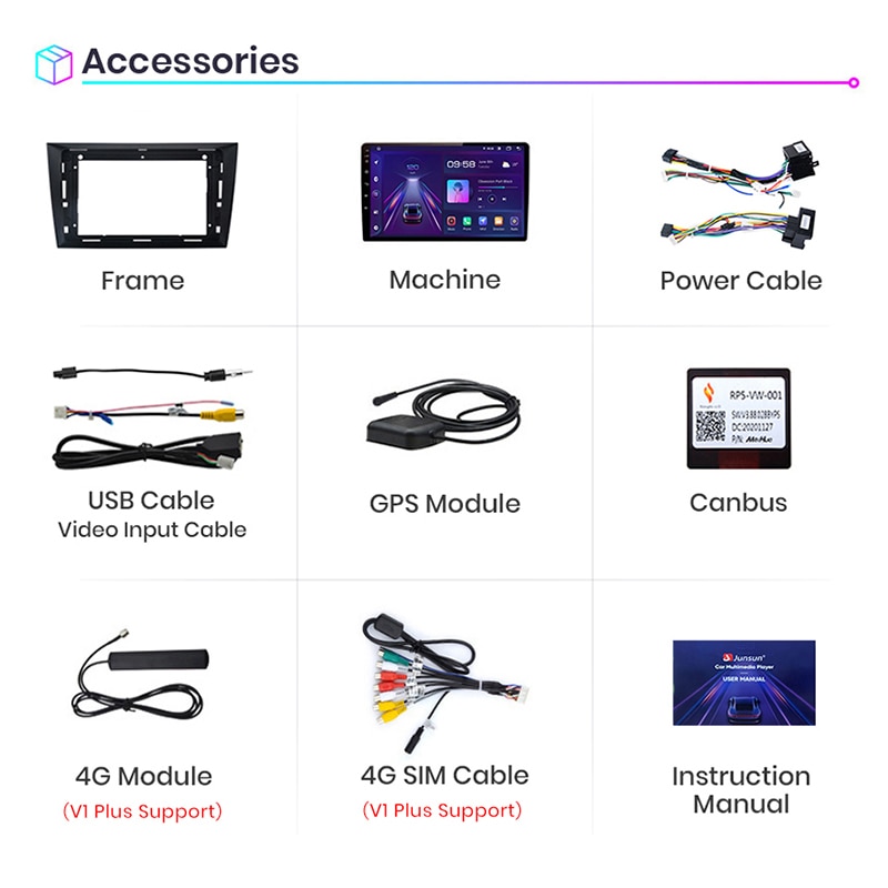 Autós multimédia lejátszó, Junsun, V1 Plus, 8 GB, 256 GB, Android 12 ...