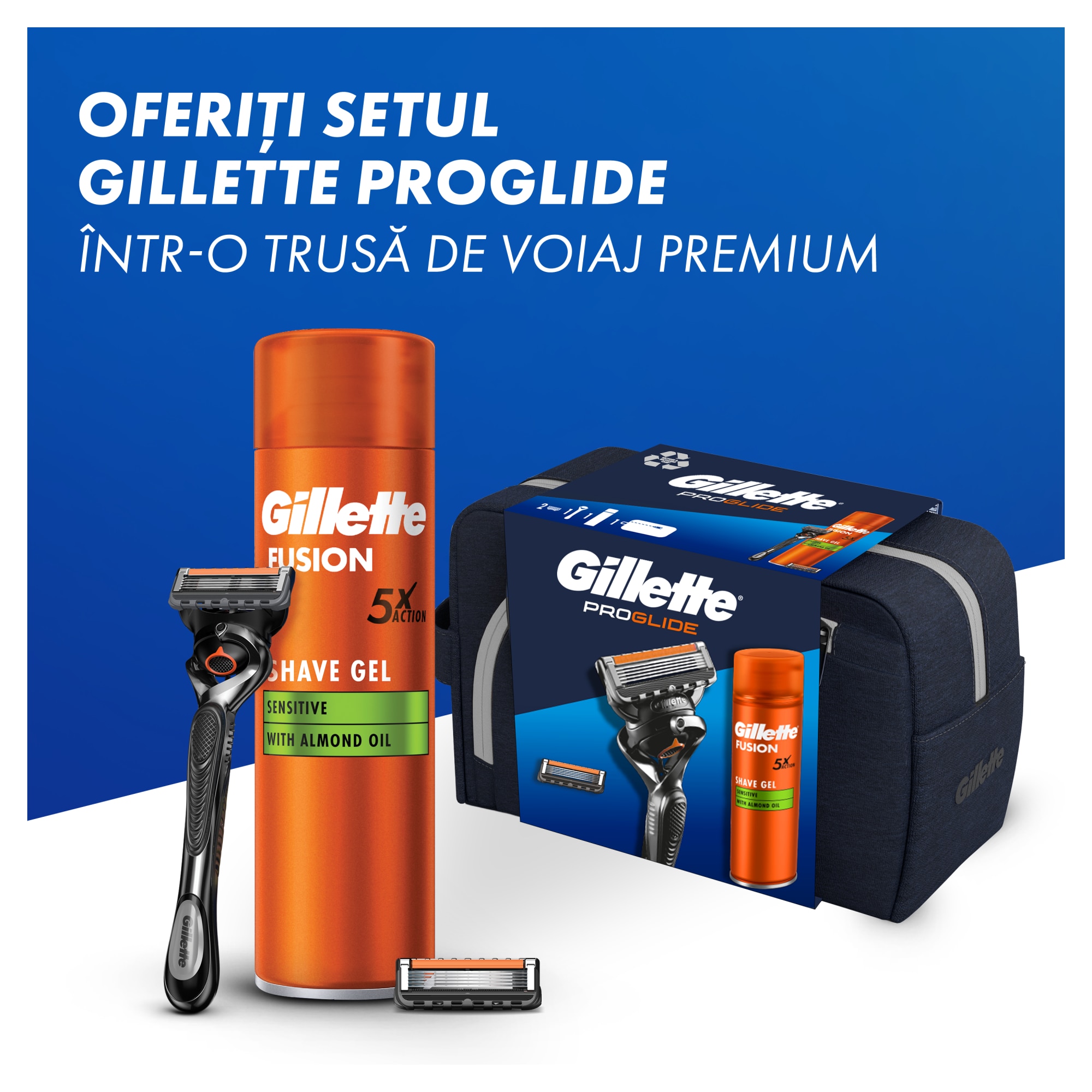 Set cadou Gillette Proglide: Aparat de ras + 1 Lama de rezerva + Gel de ...