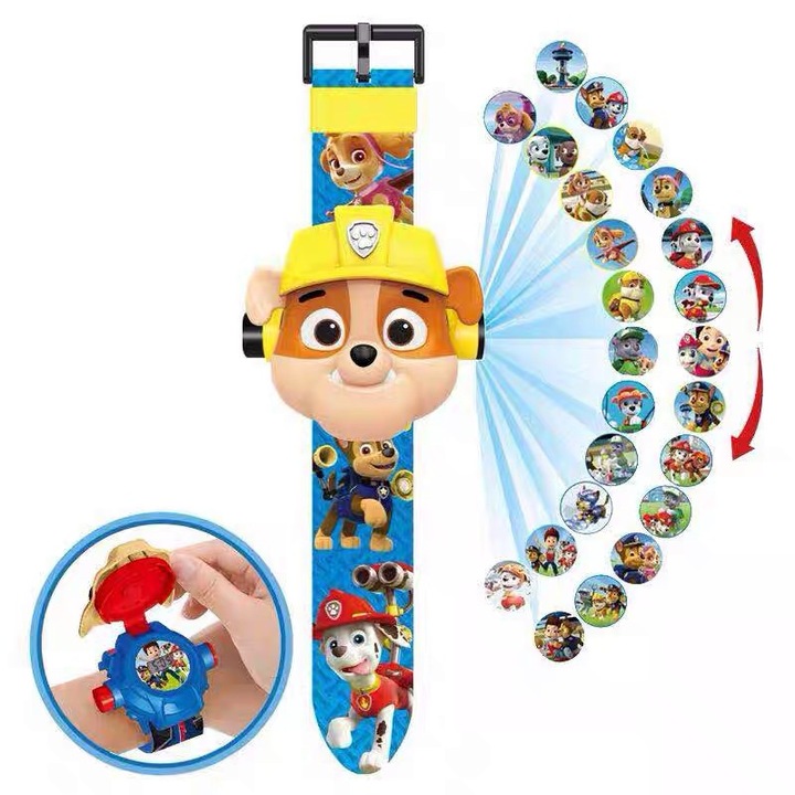 Ceas desene animate, Paw Patrol, Proiector integrat, Rubble - eMAG.ro