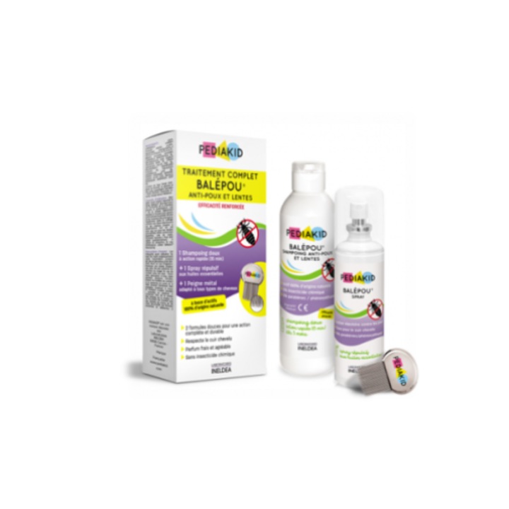 Set Pediakid Balepou sampon, spray si pieptene pentru copii impotriva ...
