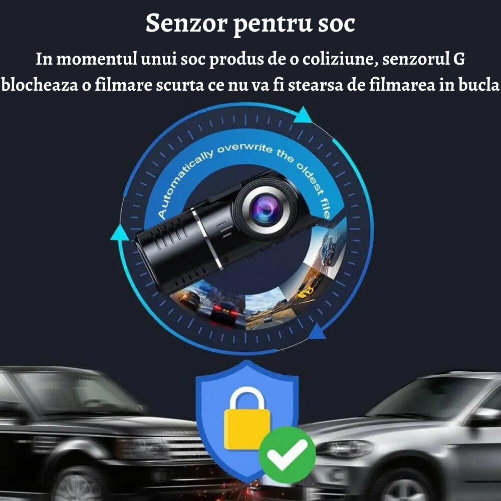Camera Auto de bord, Full HD 1080p, 3 Lentile, Unghi maxim Filmare 170 ...