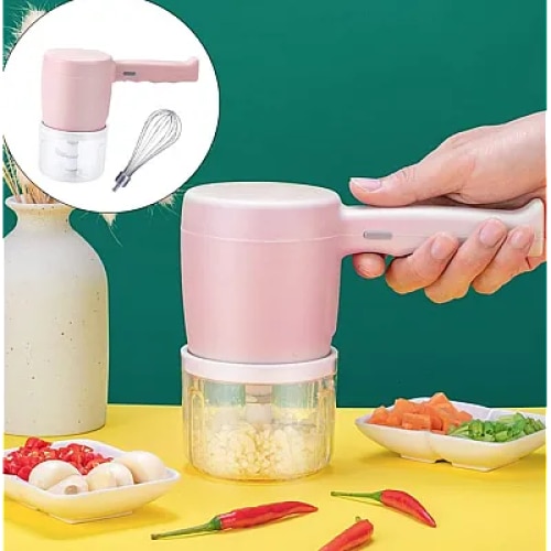 Mixer portabil, fara fir, cu 3 functii, cu bol de plastic, roz - eMAG.ro