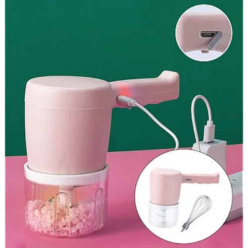 Mixer portabil, fara fir, cu 3 functii, cu bol de plastic, roz - eMAG.ro