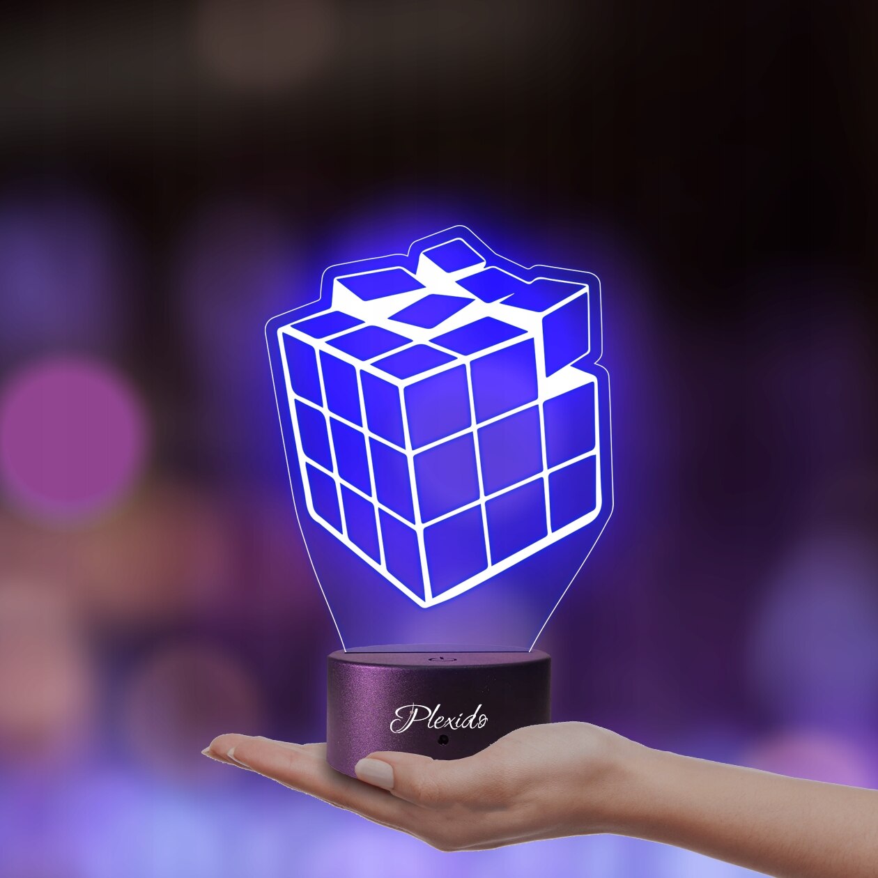 Lampa de masa 3D cu LED-uri, 16 culori, Rubik's Cube - eMAG.ro