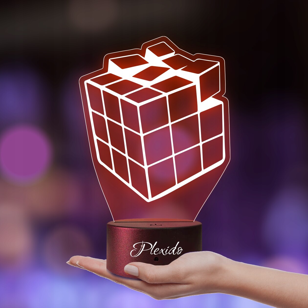 Lampa de masa 3D cu LED-uri, 16 culori, Rubik's Cube - eMAG.ro