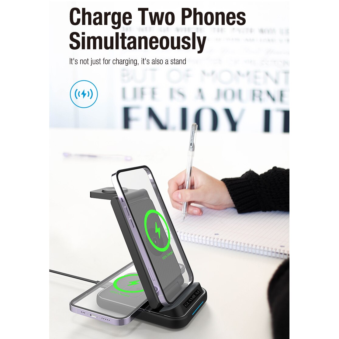 Incarcator Wireless 3 in 1 GLAMIUM®, Fast Charge 15W, Pliabil ...