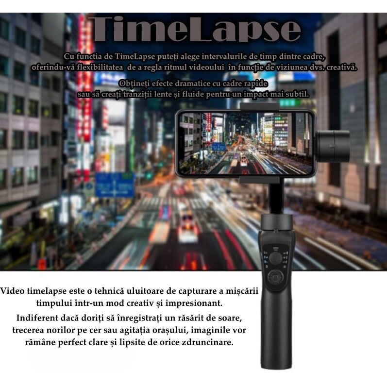 Stabilizator Imagine Gimbal REIYMI pentru Telefon (IOS & Android) sau ...