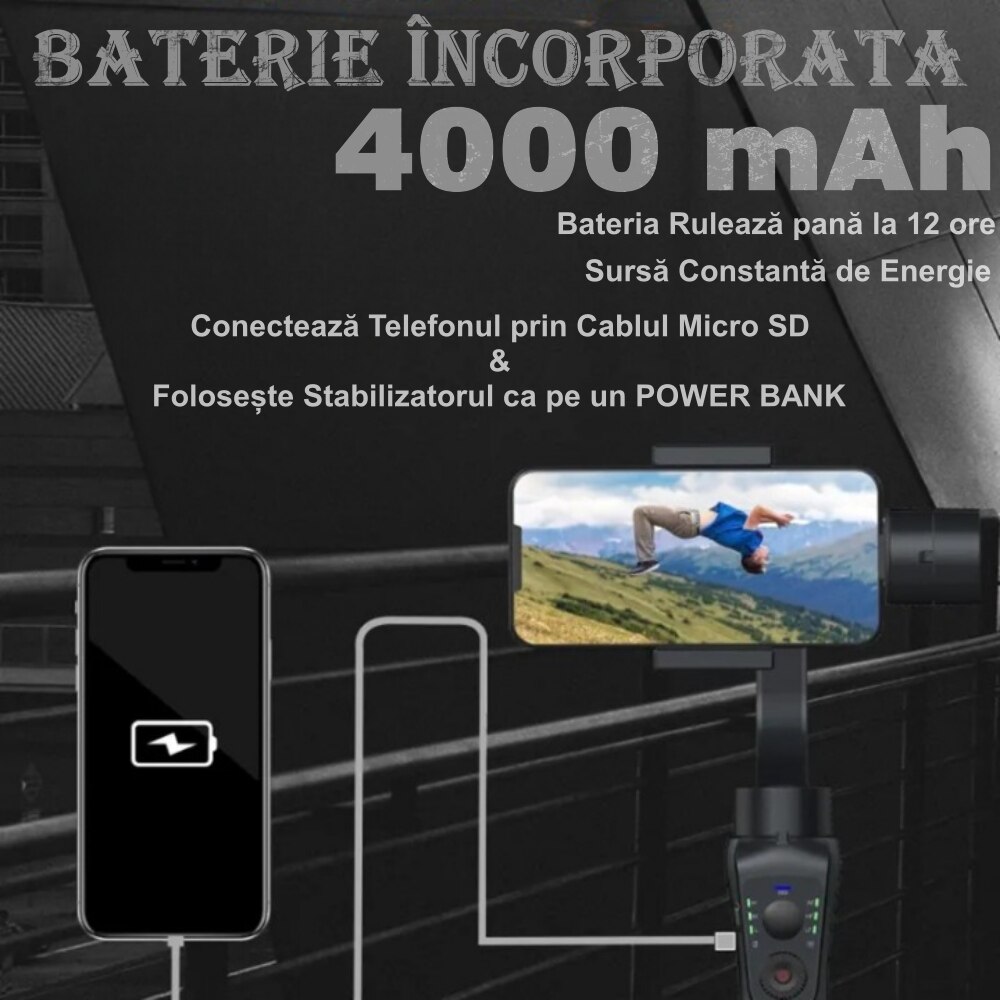 Stabilizator Imagine Gimbal Reiy pentru Telefon (IOS & Android) sau ...