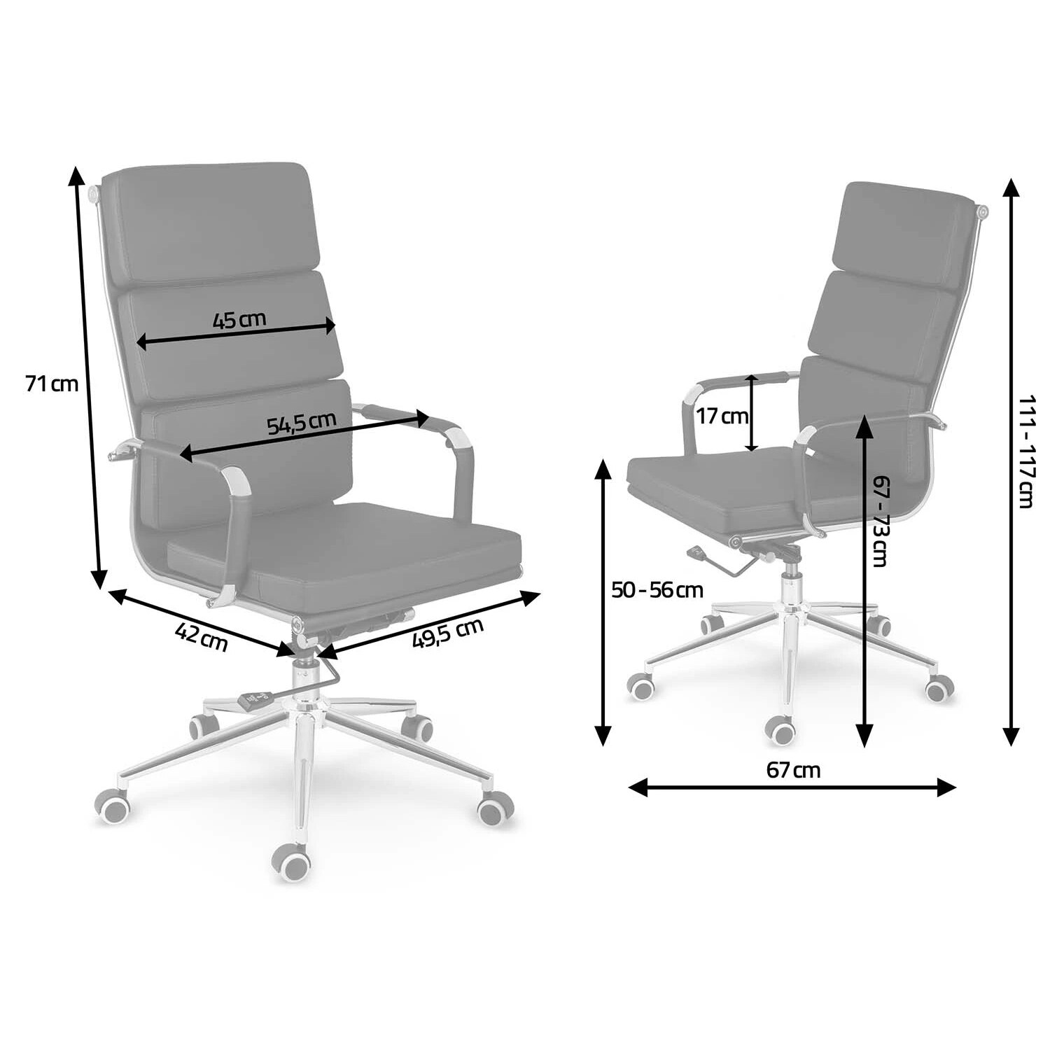 Scaun birou DacEnergy©, strat dublu de burete, baza cromata cu roti din ...