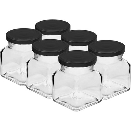 Set 6 borcane cu capac, Browin, 120 ml, Transparent/Negru - eMAG.ro