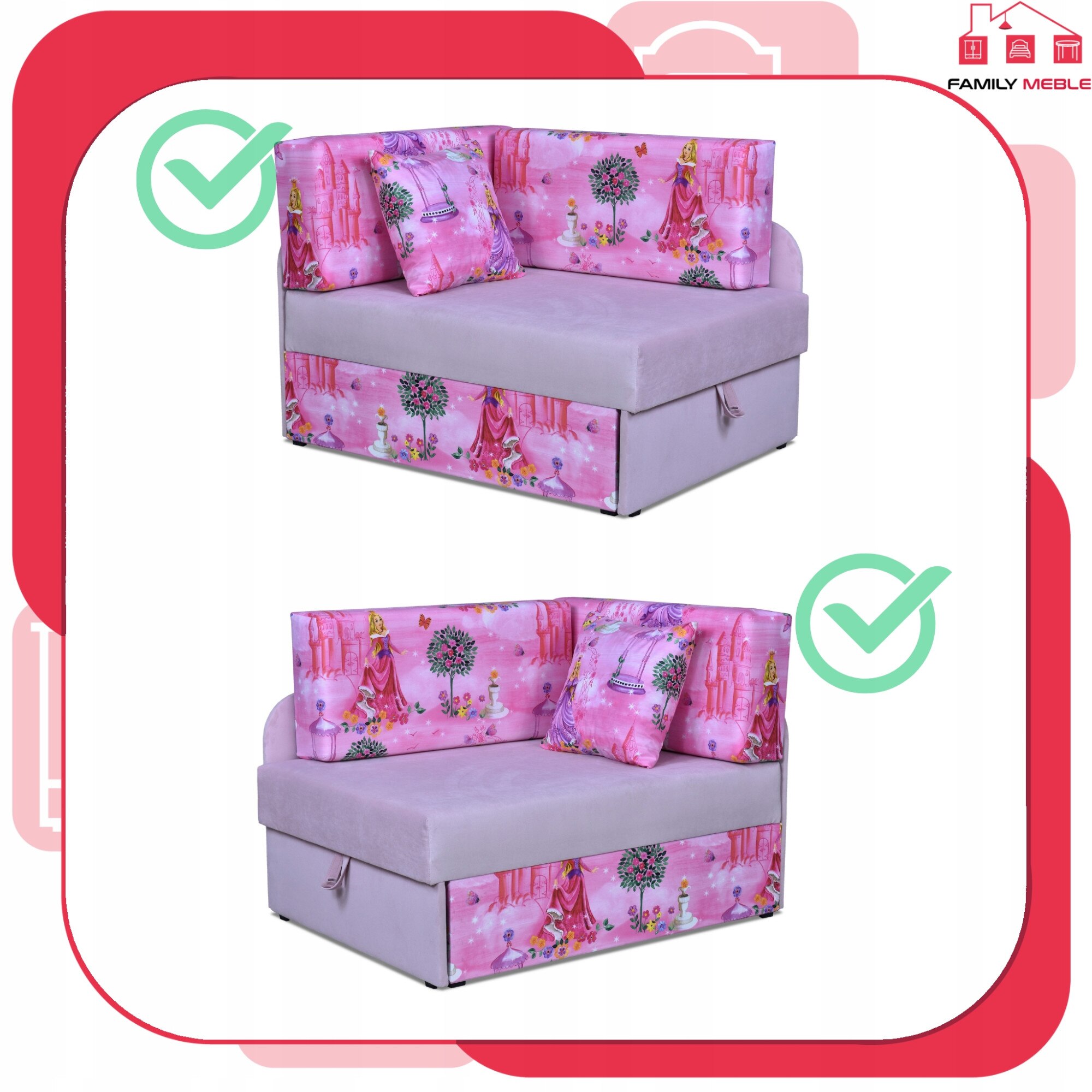 Coltar Bambino, Extensibil, Family Meble, 109x80x78 cm, Stofa/Lemn ...