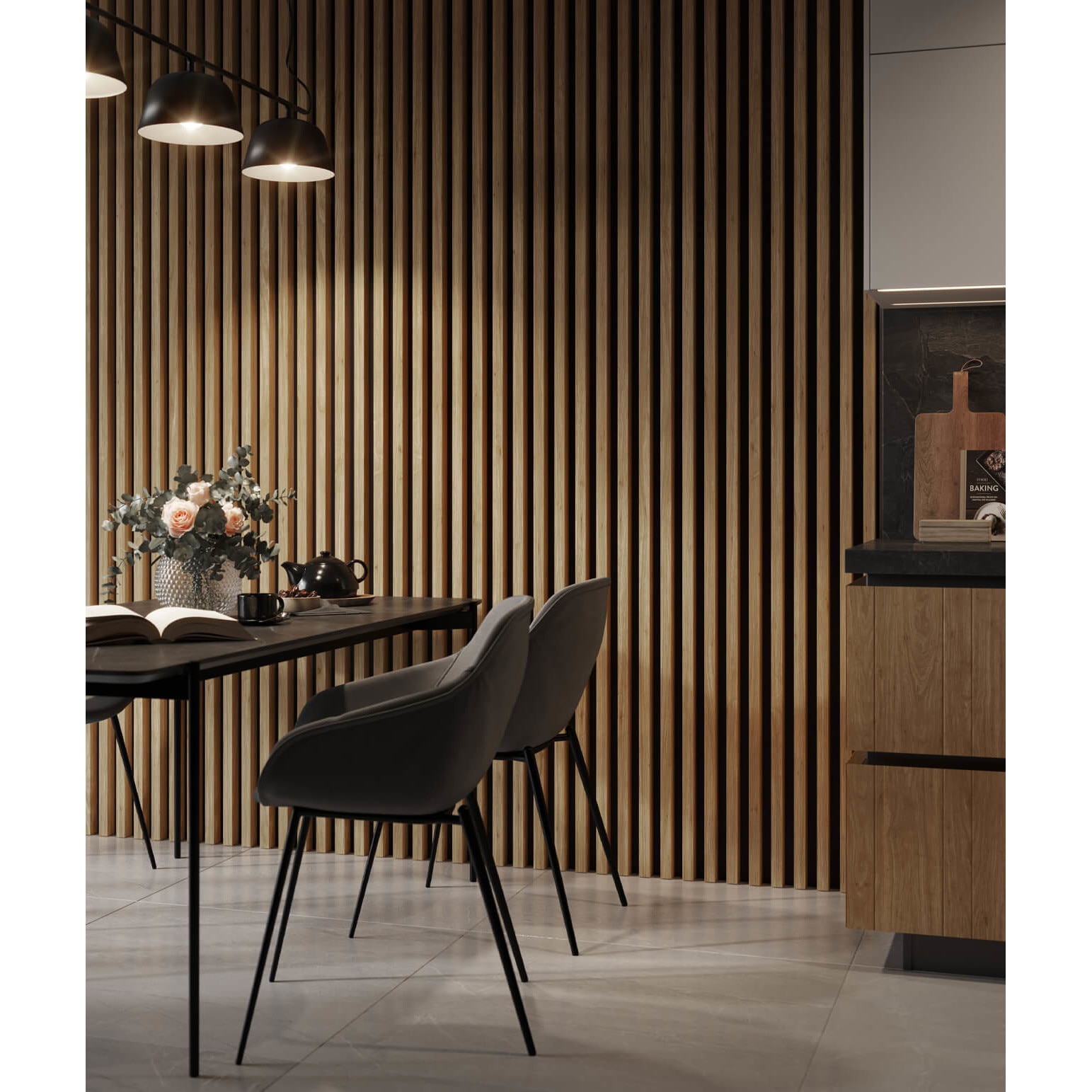 Set 3 bucati Riflaj decorativ PREMIUM de tip Panou Acoustic, Stejar Natur Saragossa, MDF, 260x40 ...