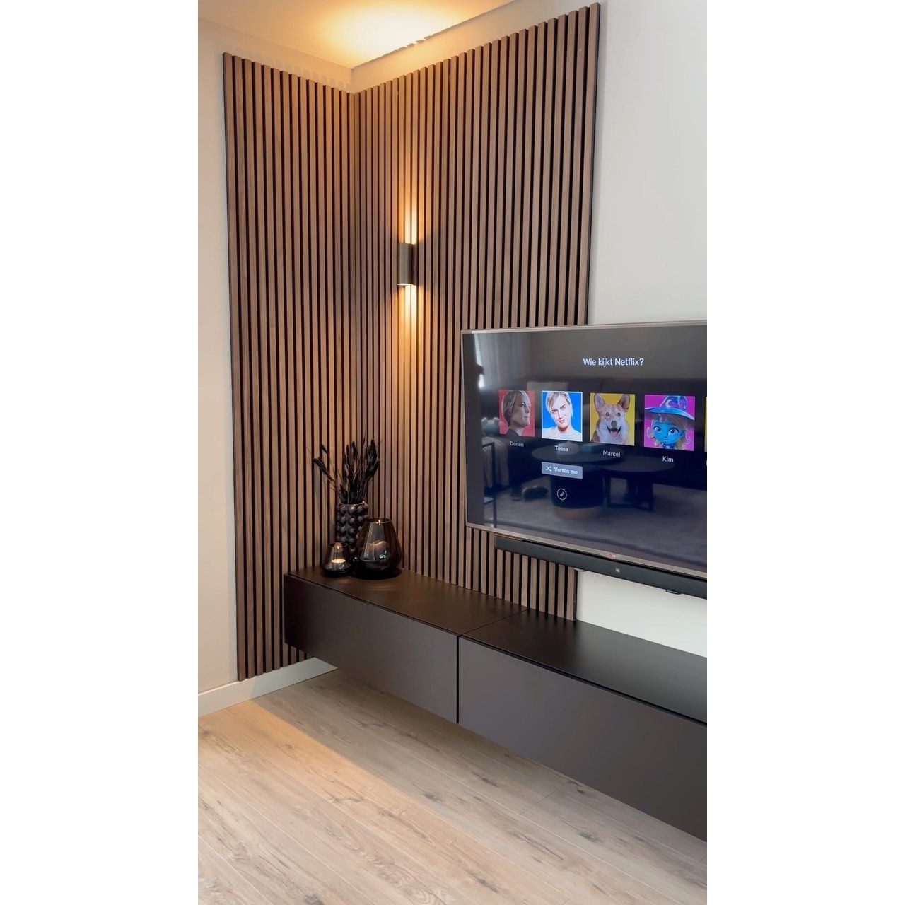 Set 3 bucati Riflaj decorativ PREMIUM de tip Panou Acoustic, Stejar Natur Saragossa, MDF, 260x40 ...