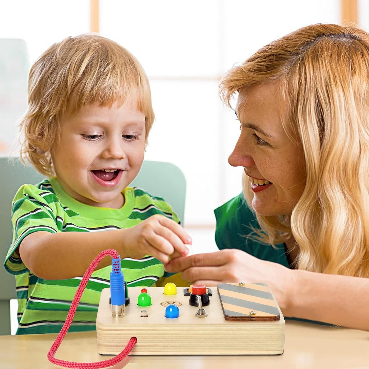 Placa senzoriala Busy Board activitati Montessori cu lumini LED si ...