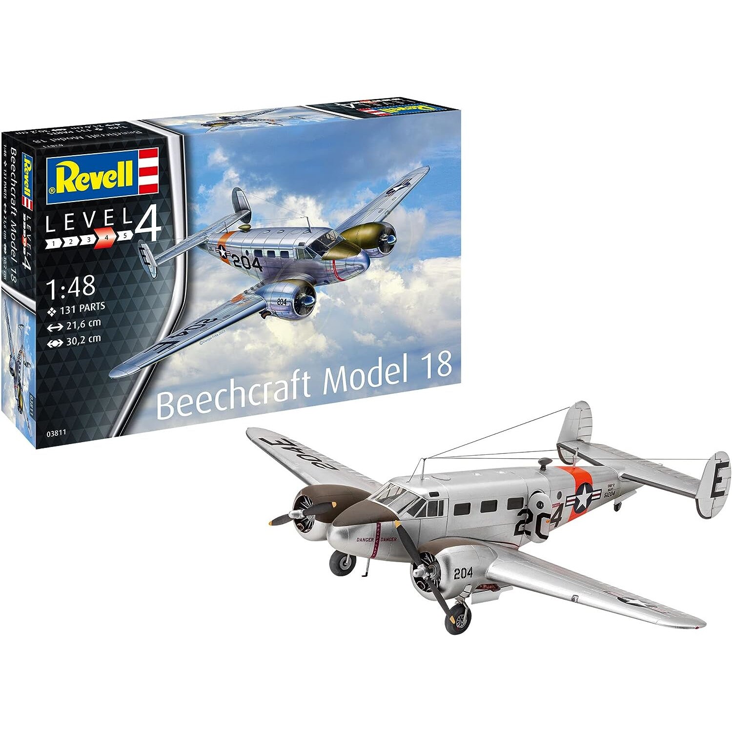 Összeszerelő modell, Revell, Beechcraft Model Airplane 18 131 alkatrész ...