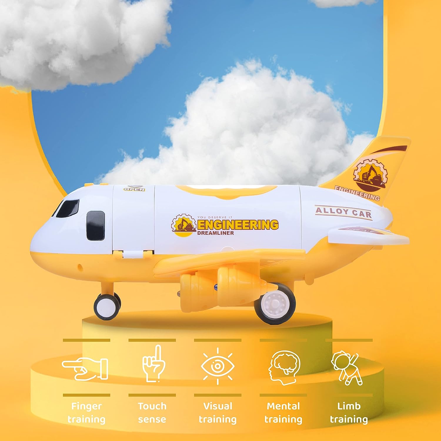 Set Avion Interactiv de Jucarie cu 3 Vehicule si Semne de Circulatie ...