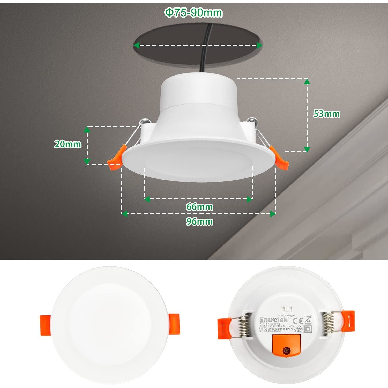 Lampa led pentru tavan, 8W, IP44,700 Lm, lumina alba neutra, 3000-5000K ...