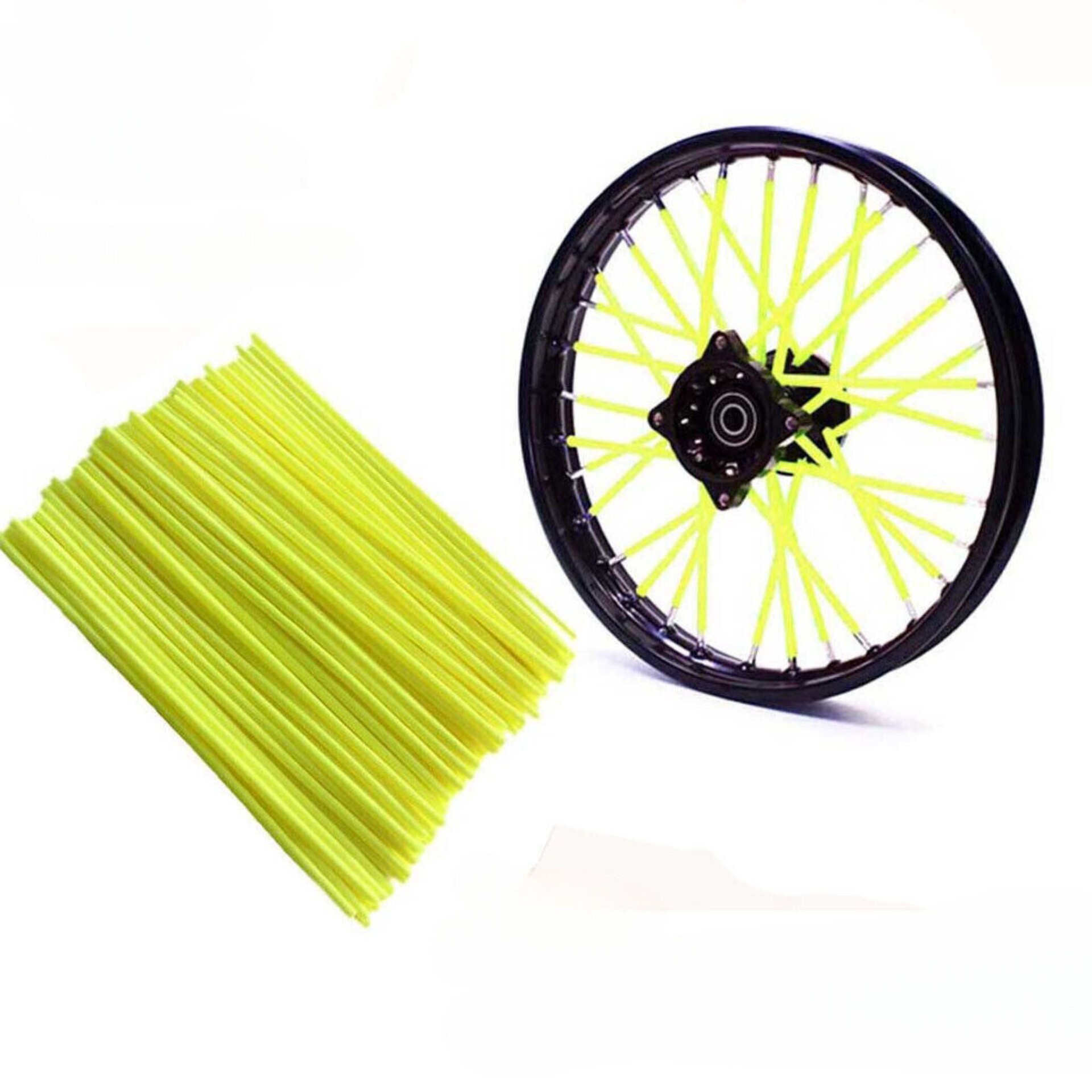 Accesorii spite bicicleta colorate galben florescent - eMAG.ro