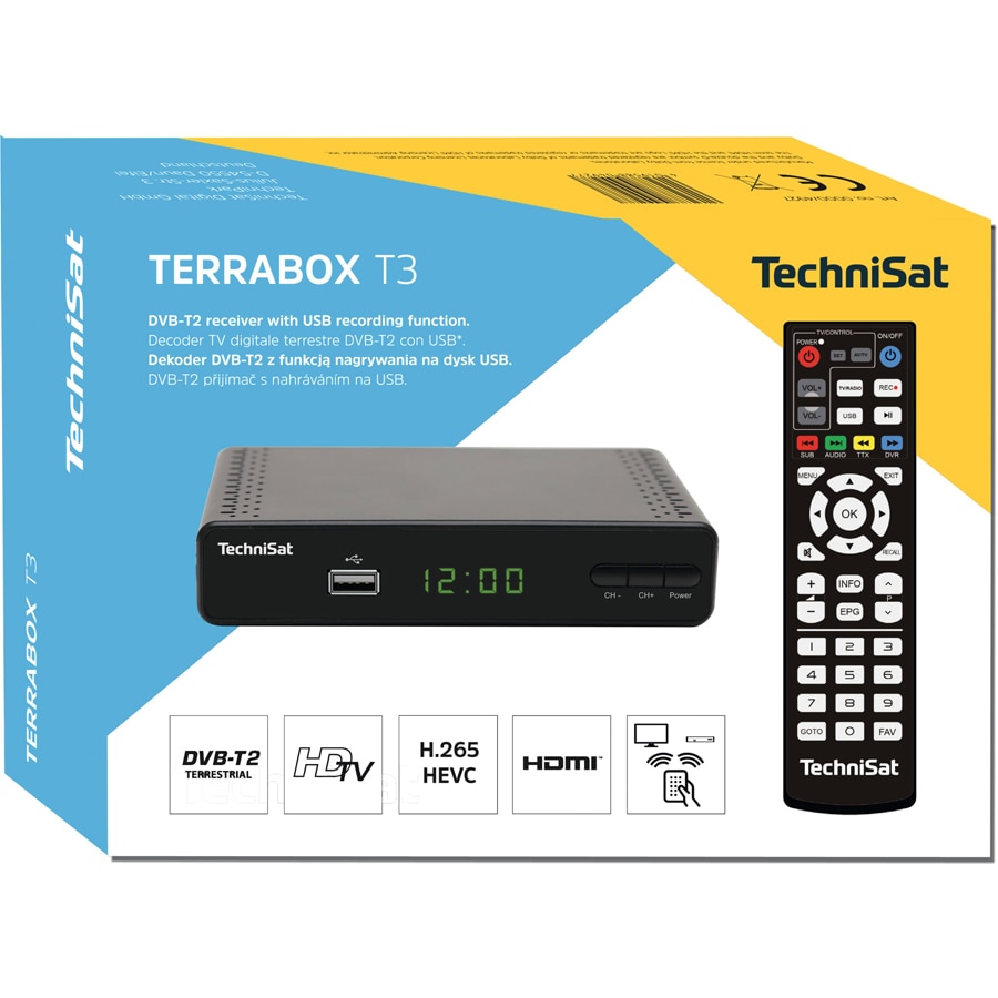 Decodor TV TerraBox T3, TechniSat, Metal, DVB-T2 HD, HEVC/H.265, HDMI ...