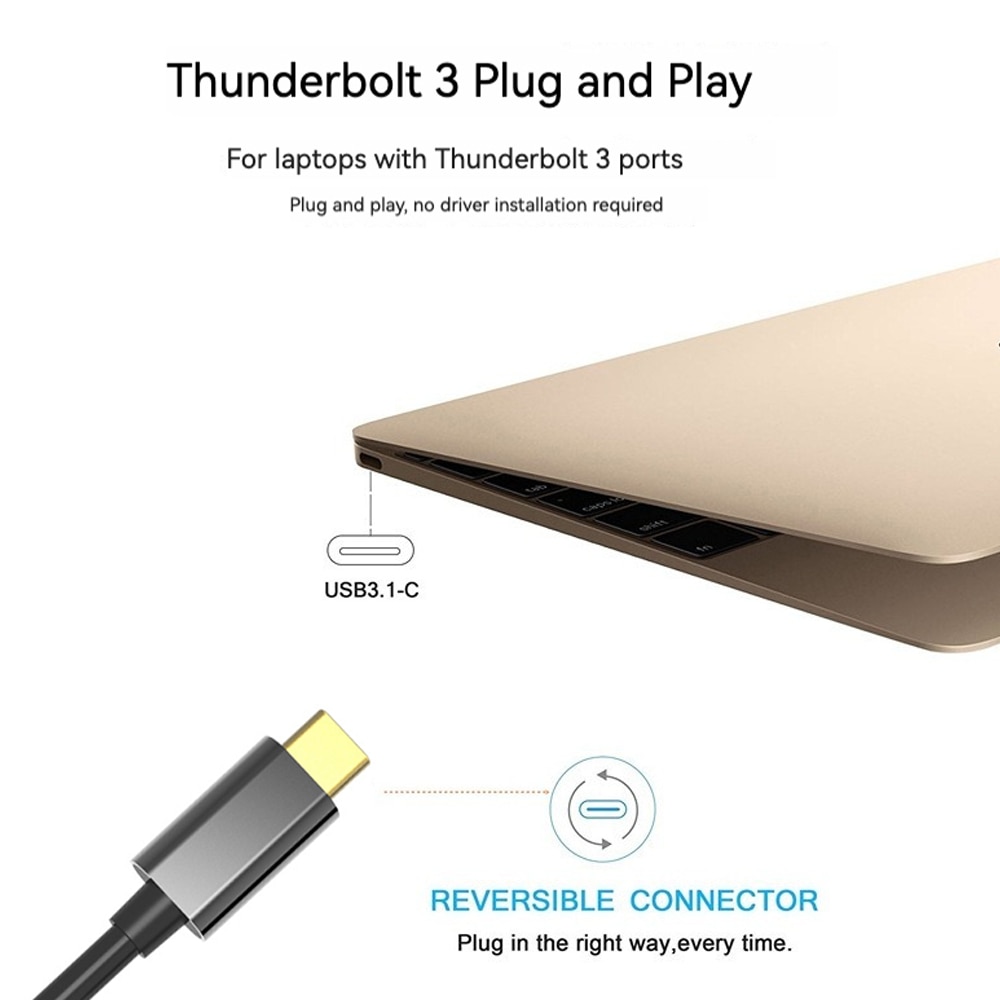 Cablu video, USB-C/DisplayPort DP1.4, 8k/5K/4K, 2m, Gri - eMAG.ro