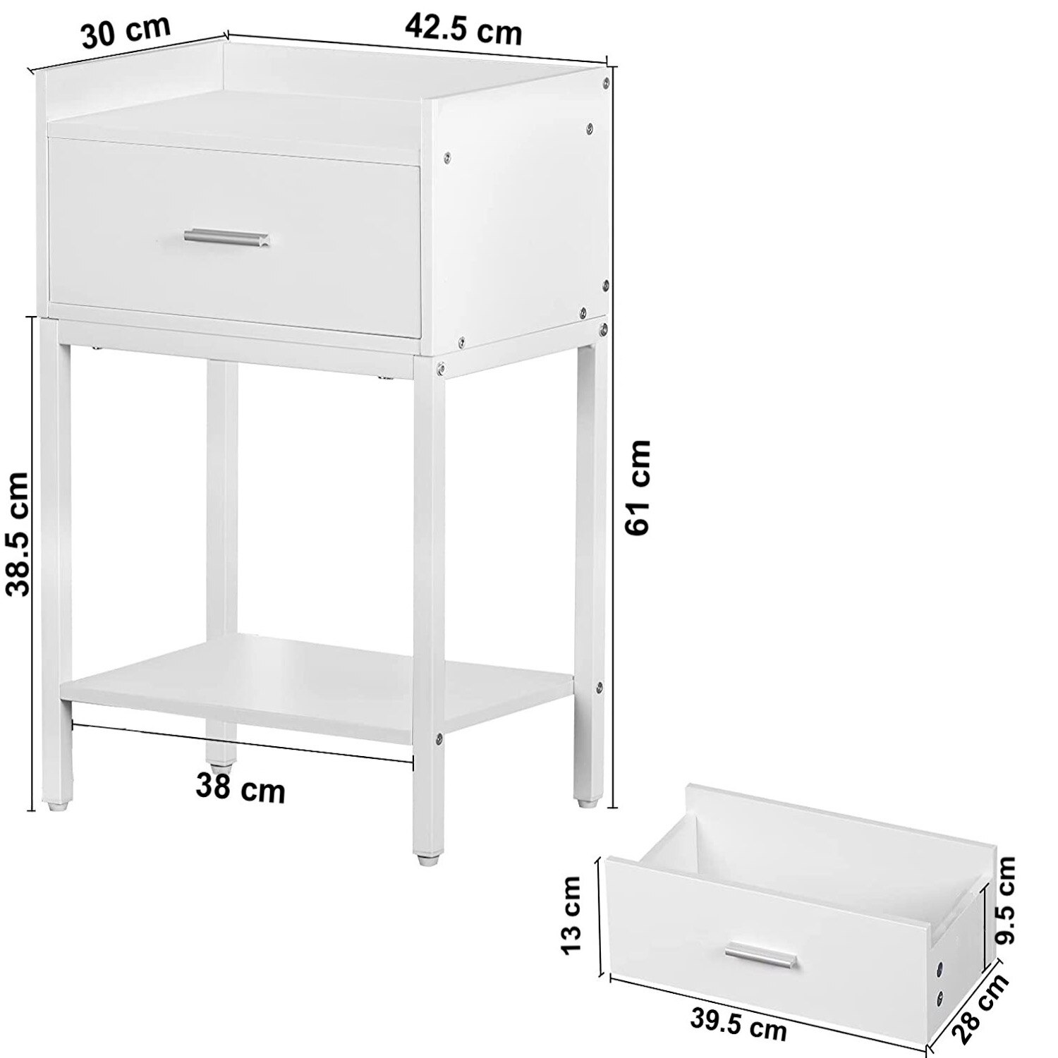 Noptiera Alba Vervo cu Spatiu Generos de Depozitare - eMAG.ro