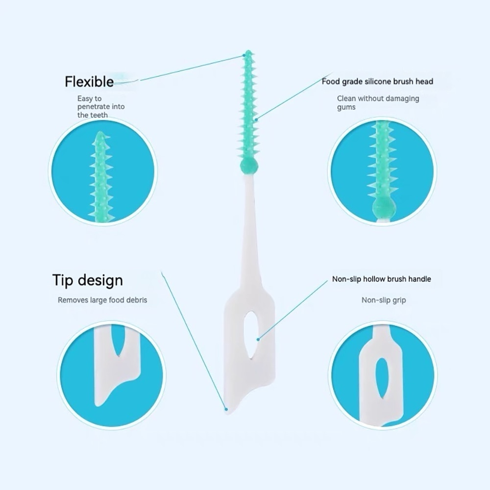 Set 200 periute interdentare, Silicon, Alb/Verde - eMAG.ro
