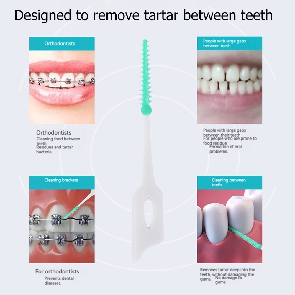 Set 200 periute interdentare, Silicon, Alb/Verde - eMAG.ro