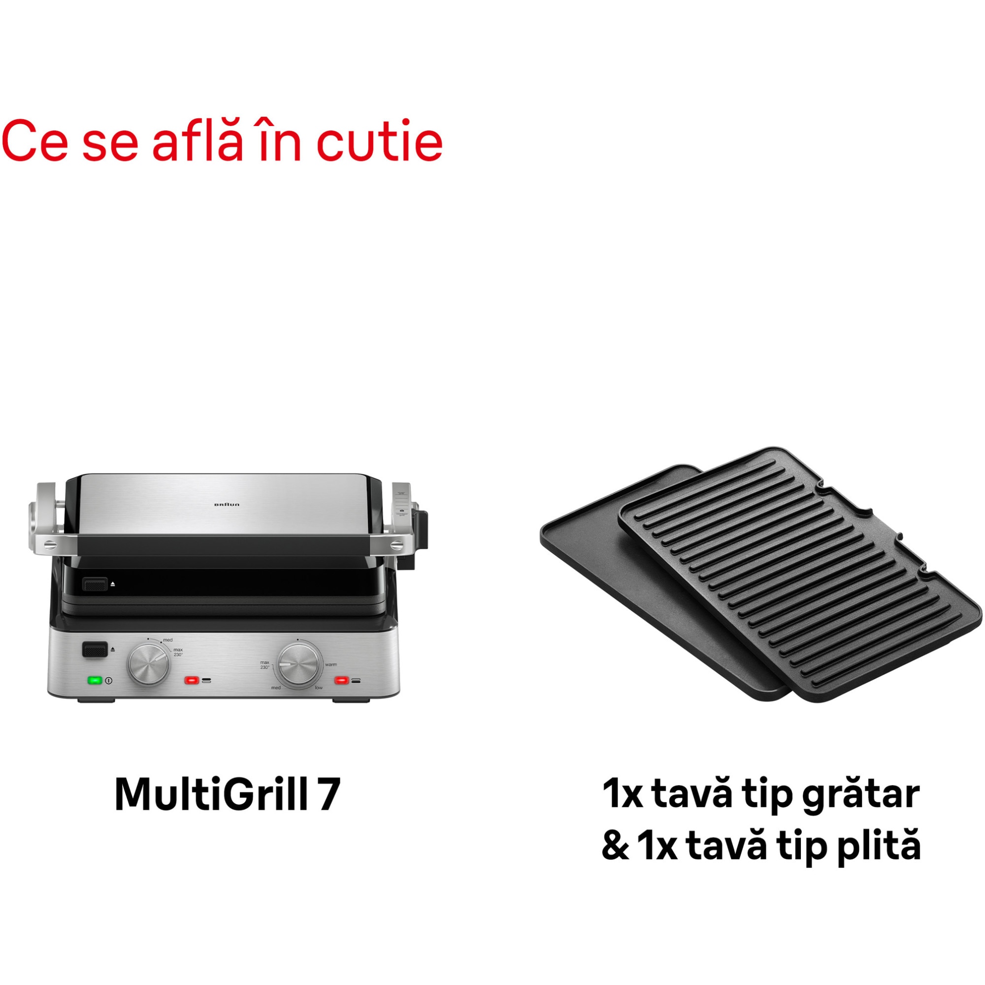 Gratar electric multifunctional Braun MultiGrill CG 7020, 0X17900000, 2000 W, 3 moduri de gatire ...