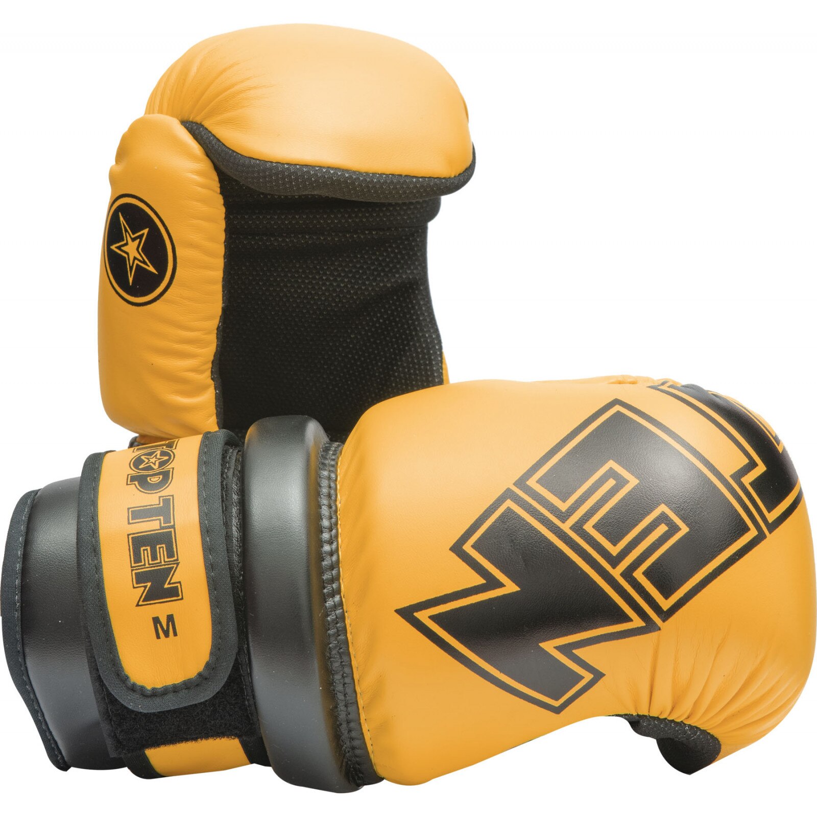 Manusi Kickboxing „Glossy Block”, WAKO Germania, Galben-Negru, XS - eMAG.ro