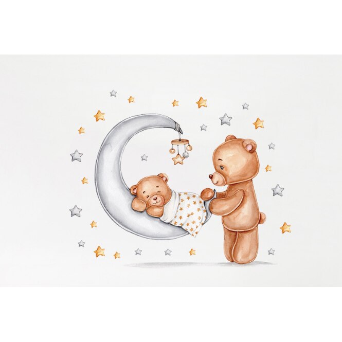 Sticker decorativ autocolant Pastel pentru camera copilului, Mama urs ...