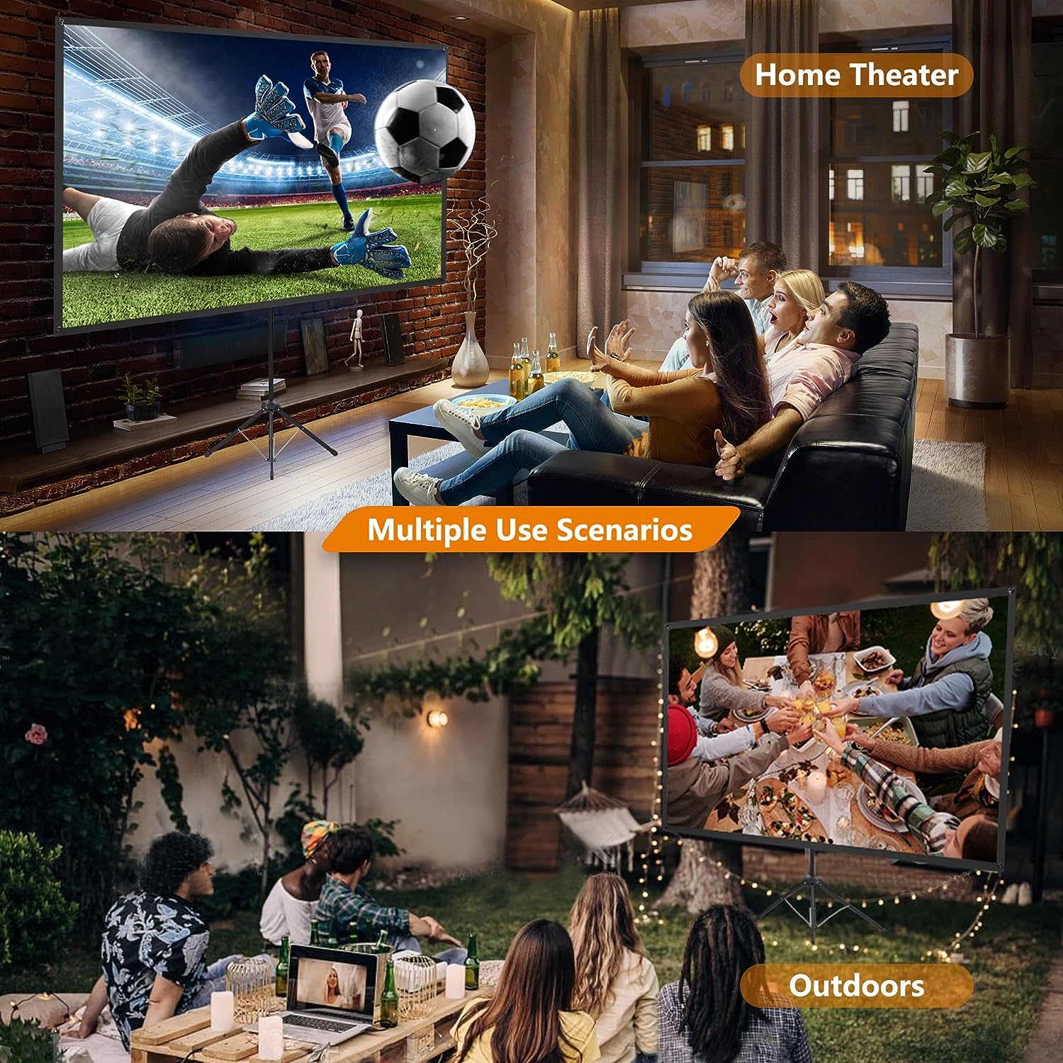 Ecran de proiectie cu trepied Excelimage 90 inchi, 16:9,4K HD, usor si ...