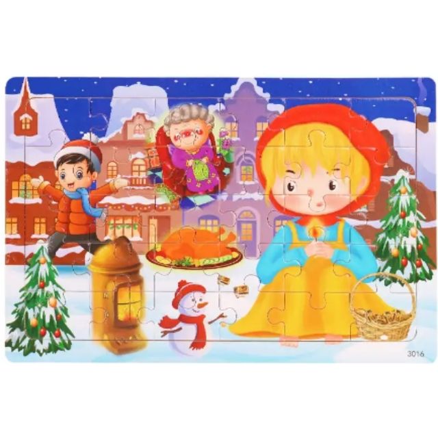 Puzzle din lemn pentru copii prescolari 30 piese, Montessori, Iarna, 22 ...