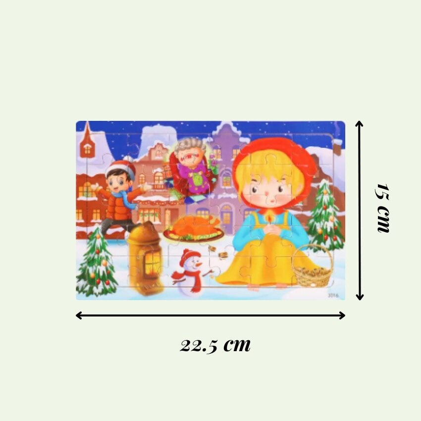 Puzzle din lemn pentru copii prescolari 30 piese, Montessori, Iarna, 22 ...