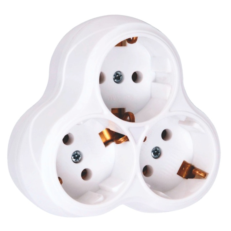 Щепсел троен триъгълник, 3 x Schuko - eMAG.bg