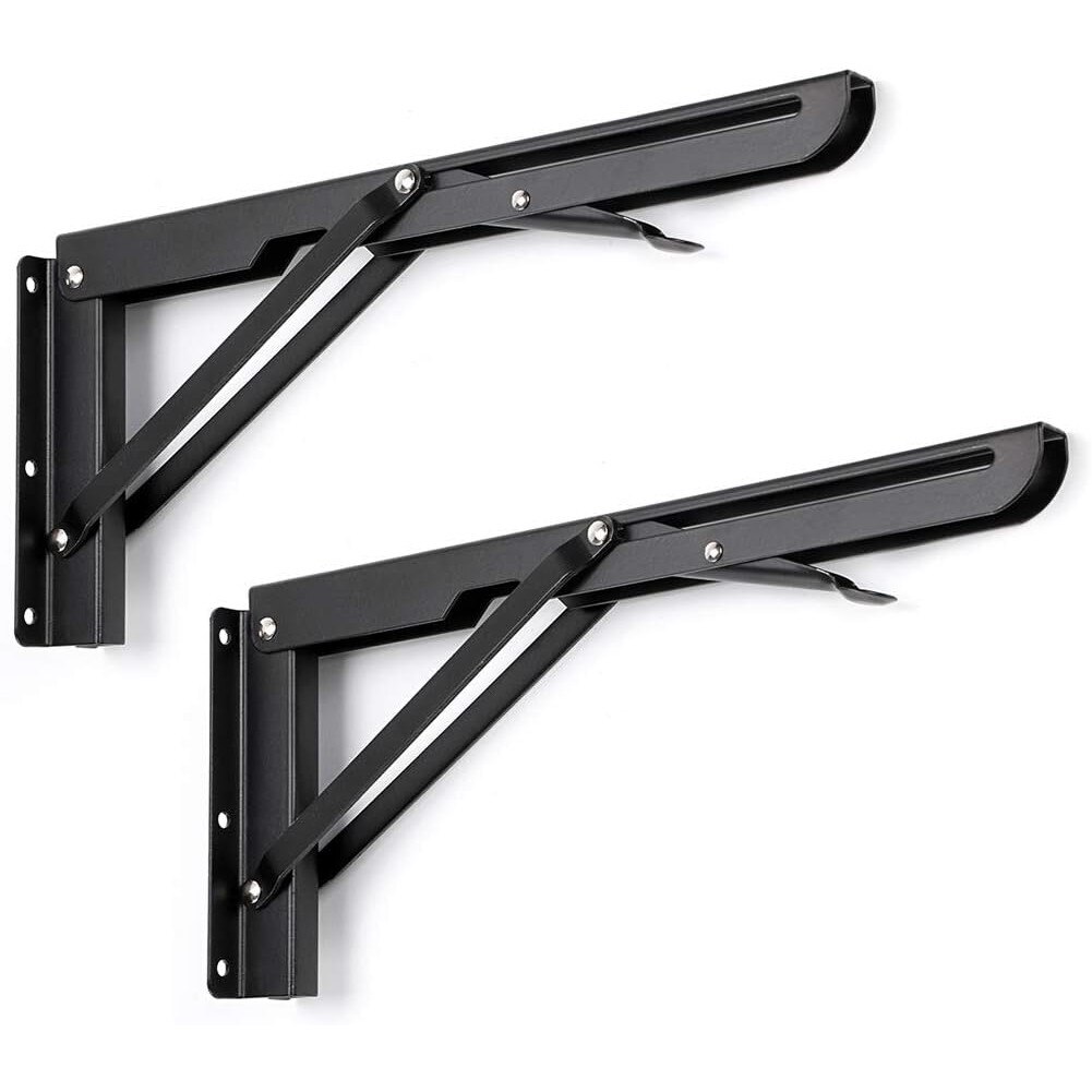 Set 2 suporturi pentru raft, Jormftte, Metal, Pliabile, Negru - eMAG.ro