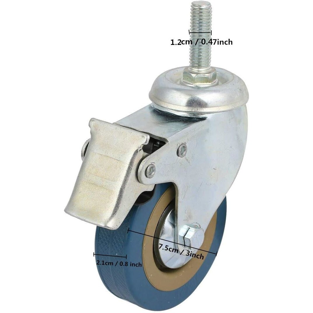 Set 4 Roti pentru mobilier, Jormftte, 12 x 30mm, Argintiu/Albastru ...