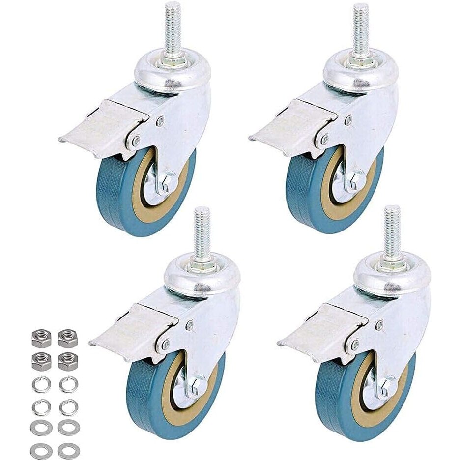 Set 4 Roti pentru mobilier, Jormftte, 12 x 30mm, Argintiu/Albastru ...