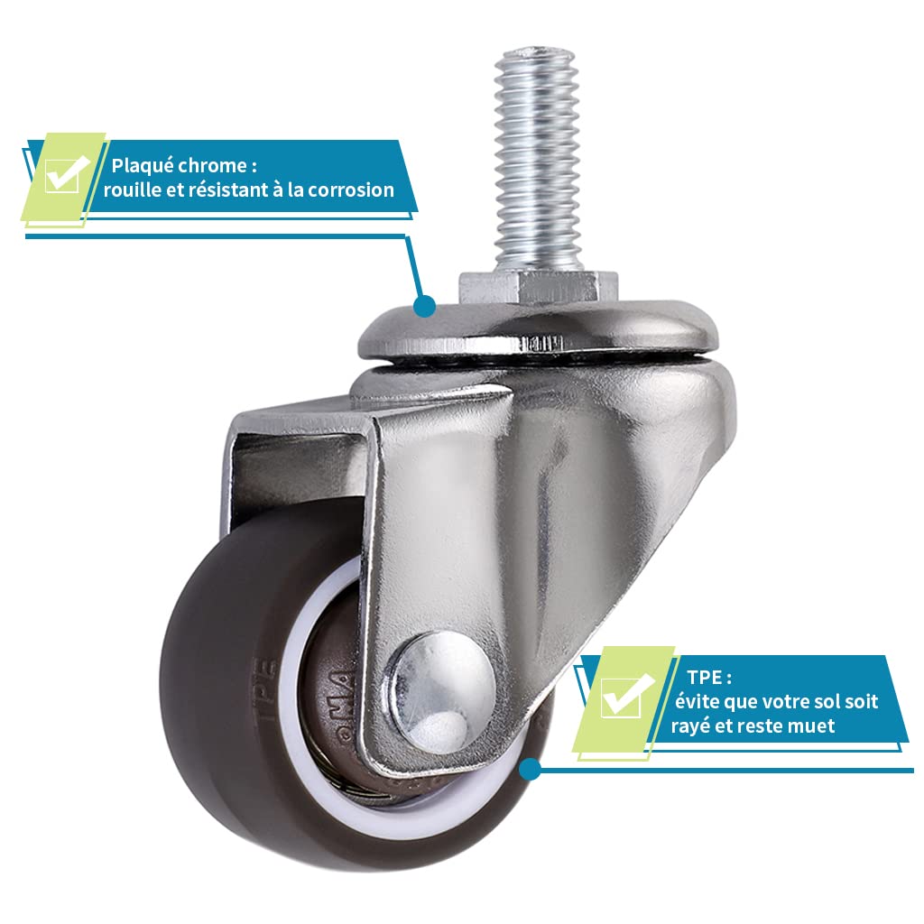 Set 4 Roti pentru mobilier, Jormftte, 25mm, M6x15, Argintiu - eMAG.ro