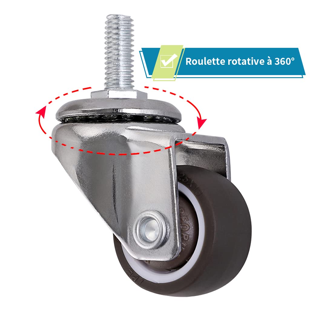 Set 4 Roti pentru mobilier, Jormftte, 25mm, M6x15, Argintiu - eMAG.ro