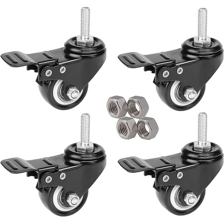 Set 4 Roti pivotante cu frana, Jormftte, PVC/Metal, 40mm, Negru - eMAG.ro