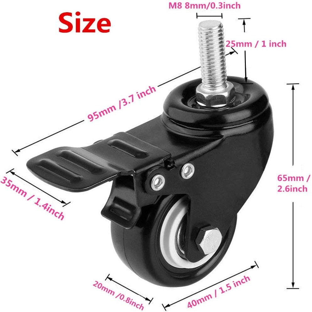 Set 4 Roti pentru mobilier, Jormftte, Poliuretan, M8x25mm, Negru - eMAG.ro
