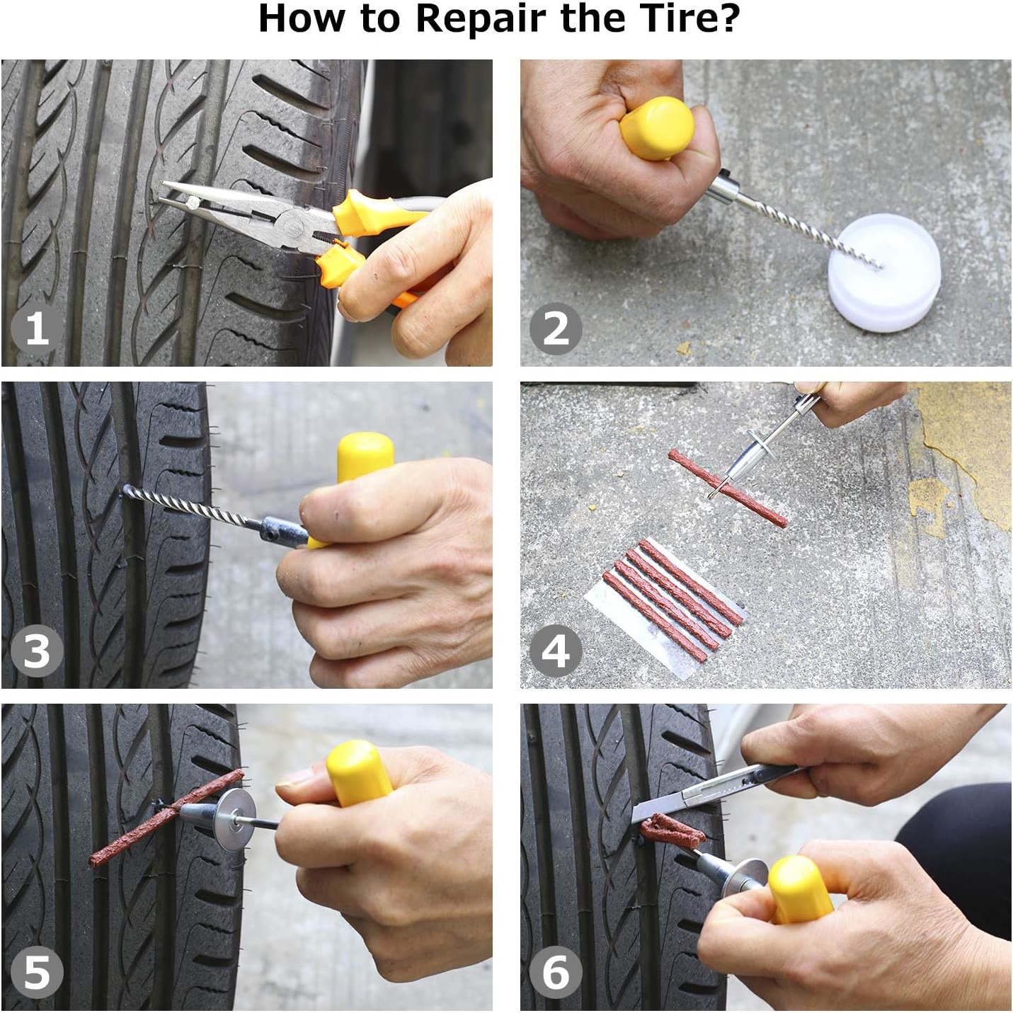 Kit reparatie anvelope 100 piese, Mmgoqqt, Inox, Diverse marimi ...