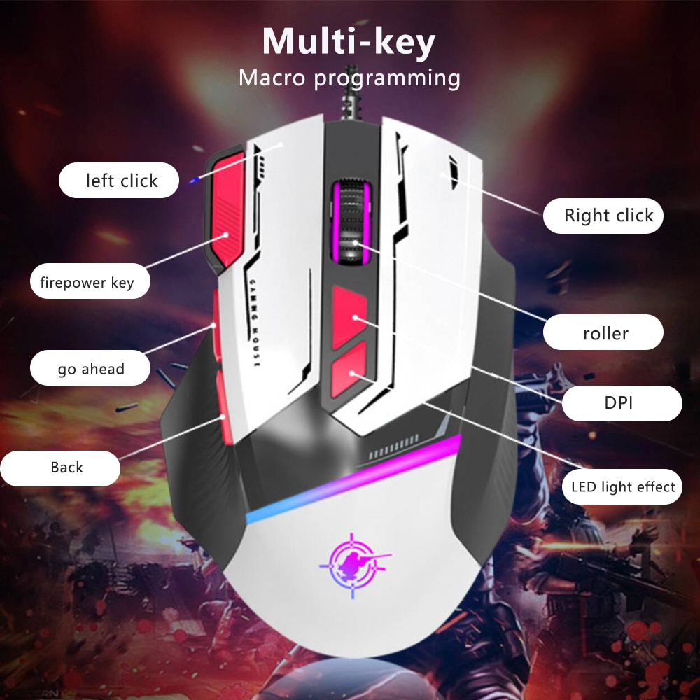 Mouse gaming Fbirddek™ GD002,8 Butoane, Buton programabil, Reglabil ...