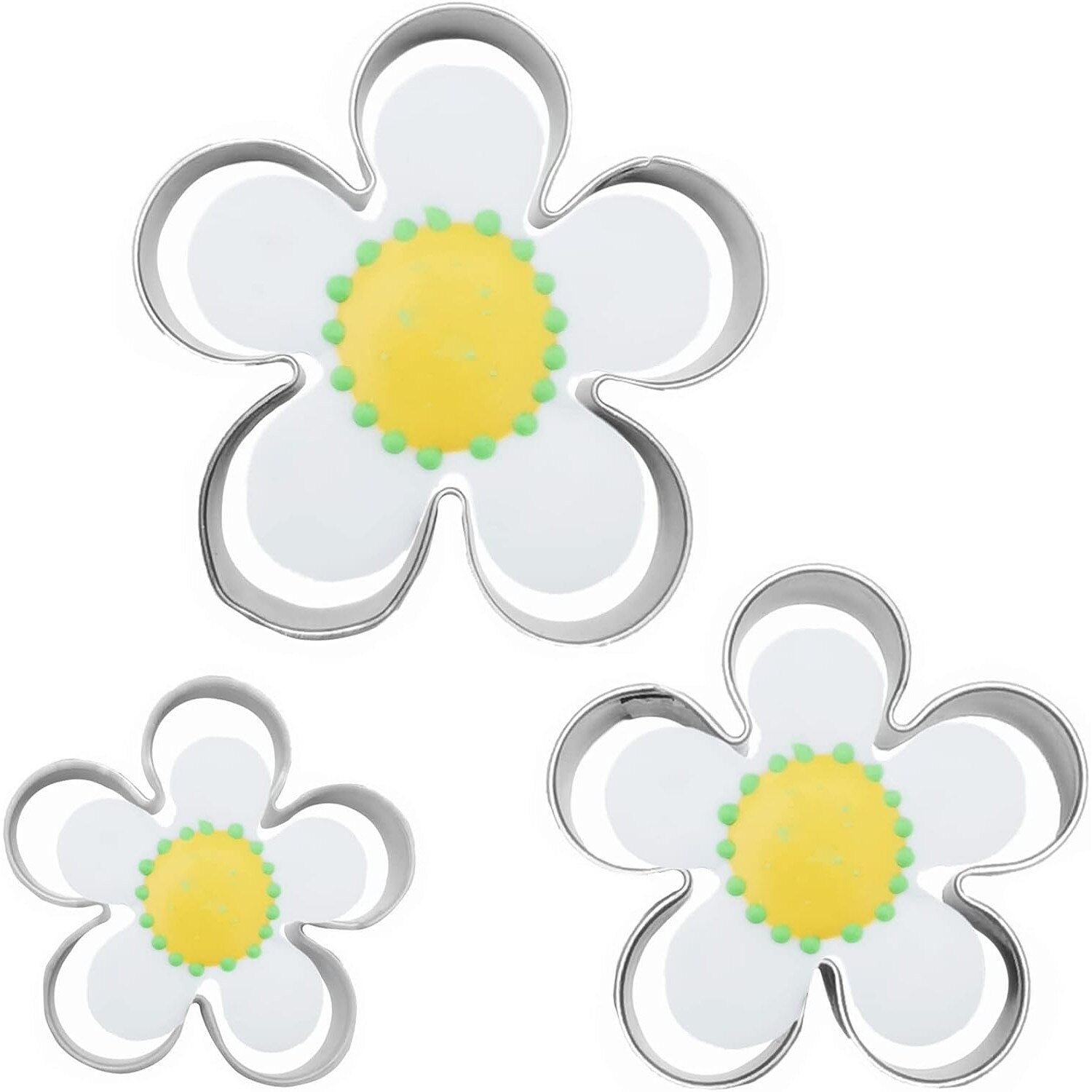 Set 3 forme de prajituri, Sunmostar, Model flori, Inox - eMAG.ro
