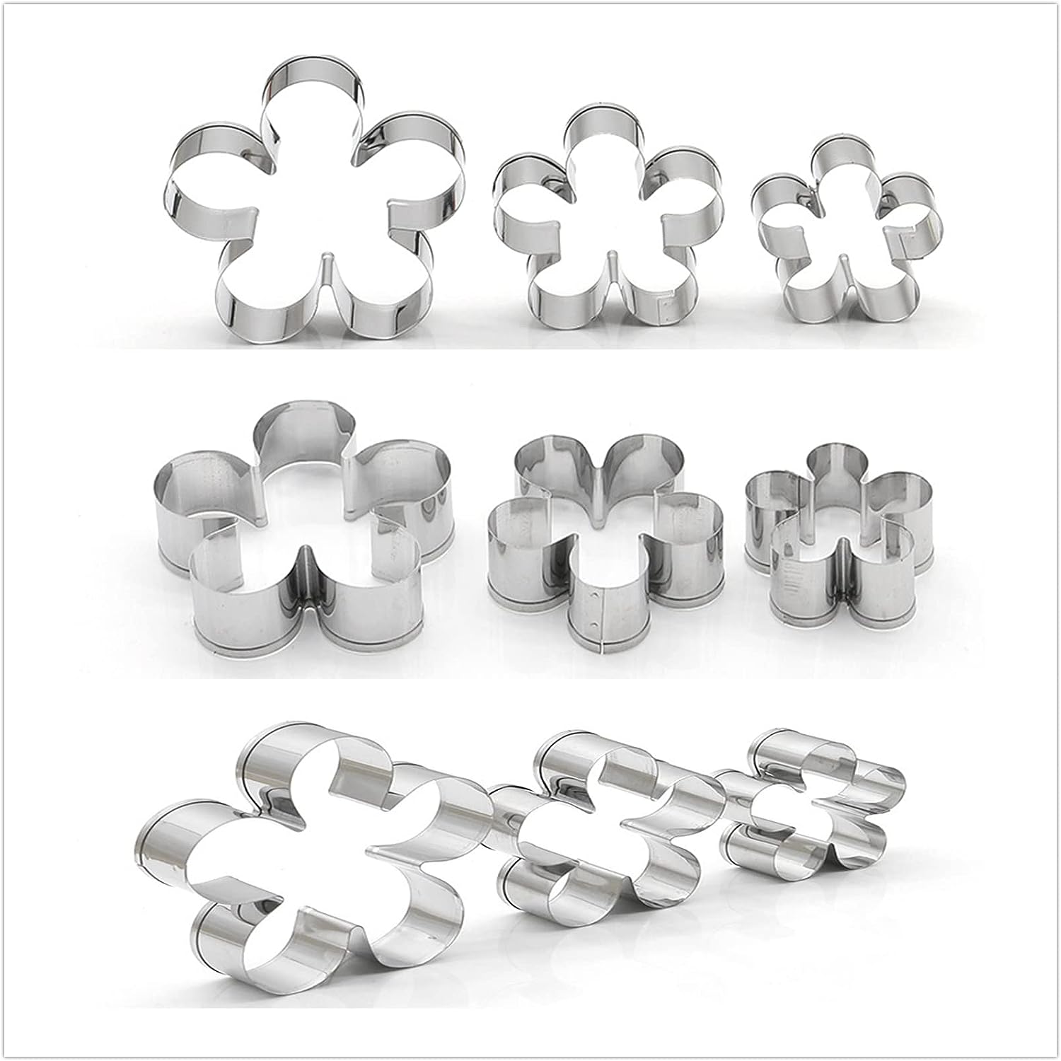 Set 3 forme de prajituri, Sunmostar, Model flori, Inox - eMAG.ro