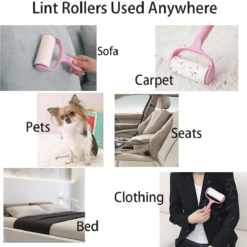 Set rola scame, Maner ergonomic, 4 piese, 50 foi, Roz - eMAG.ro