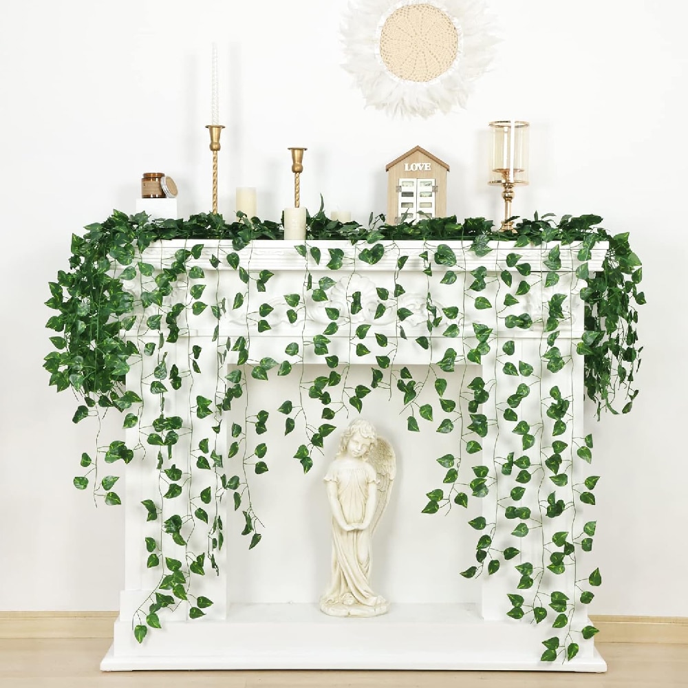 Set 12 ghirlande decorative iedera artificiala, SOOYE®, Matase/Plastic ...