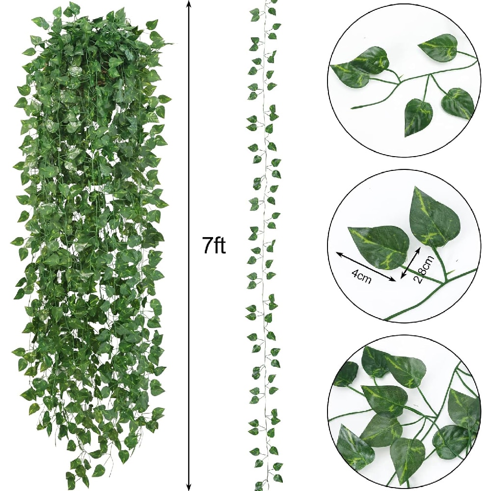 Set 12 ghirlande decorative iedera artificiala, SOOYE®, Matase/Plastic ...